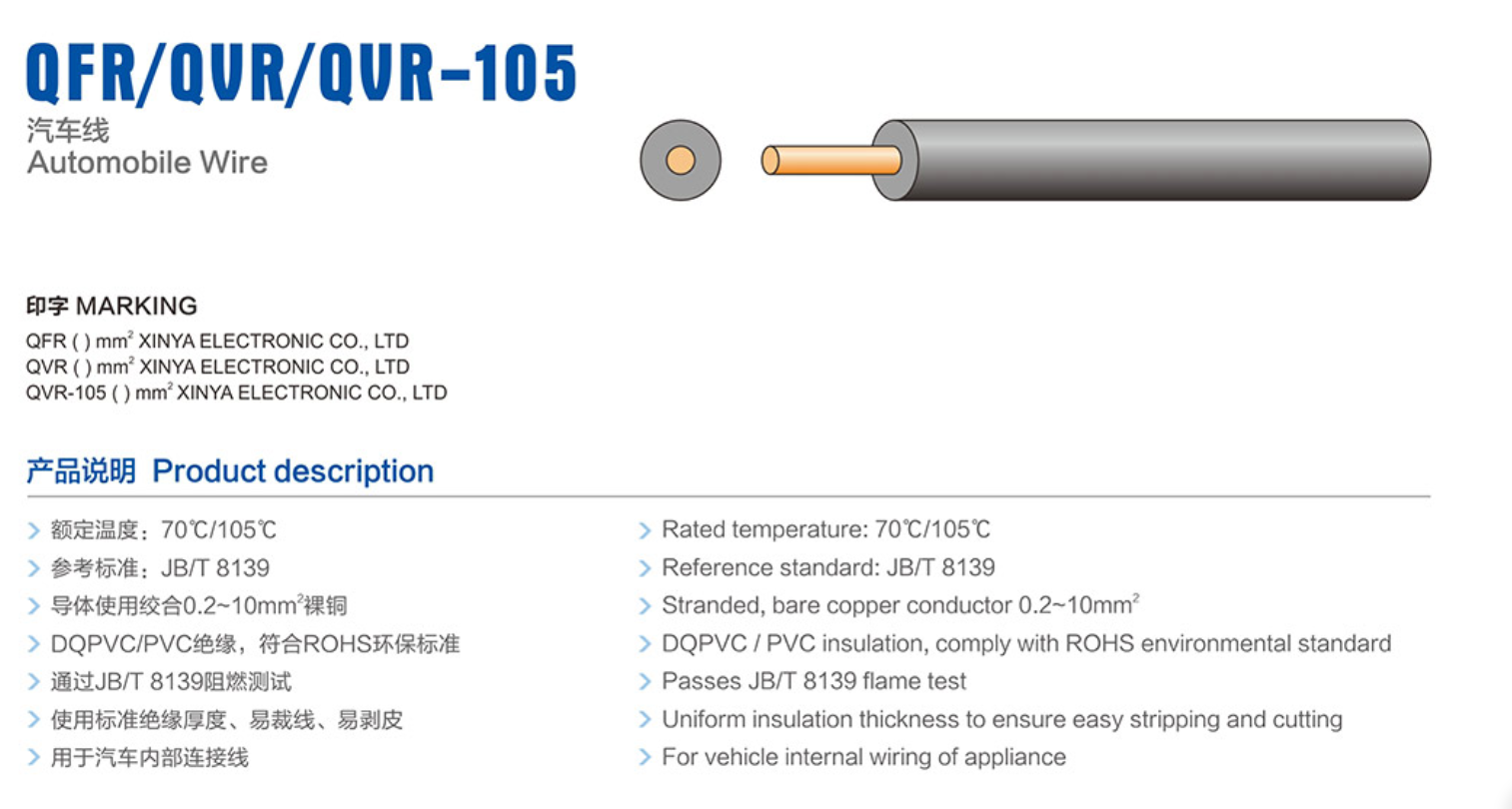 QFR/QVR/QVR-105 Chinese Standard PVC Insulation Bending Resistant ...